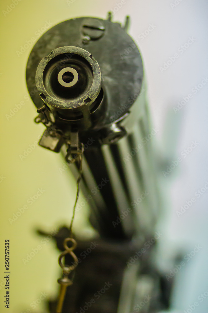 Old Gatling gun, one of the best-known early rapid-fire spring loaded ...
