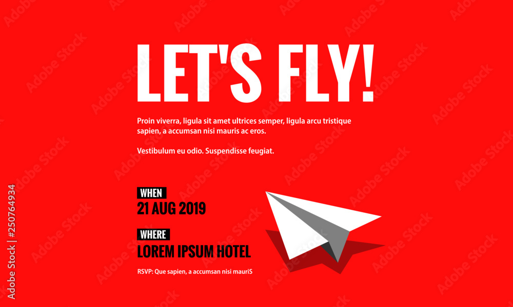 Let's Fly Invitation Design with Where and When Details Stock Vector ...
