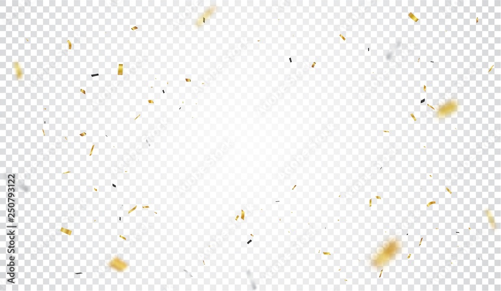 Gold confetti background, isolated on transparent background Stock ...