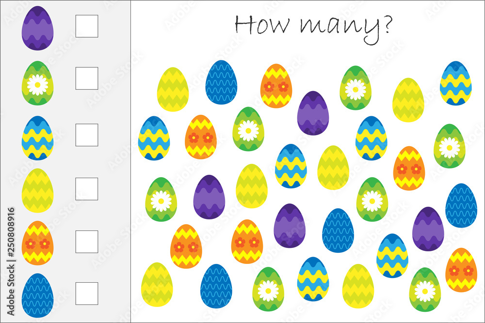 How many counting game with decoration easter eggs for kids ...