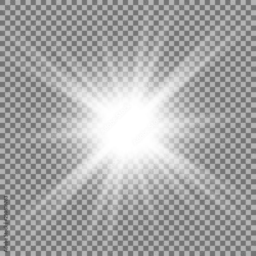 Shining star on transparent background, white color Stock Vector | Adobe Stock