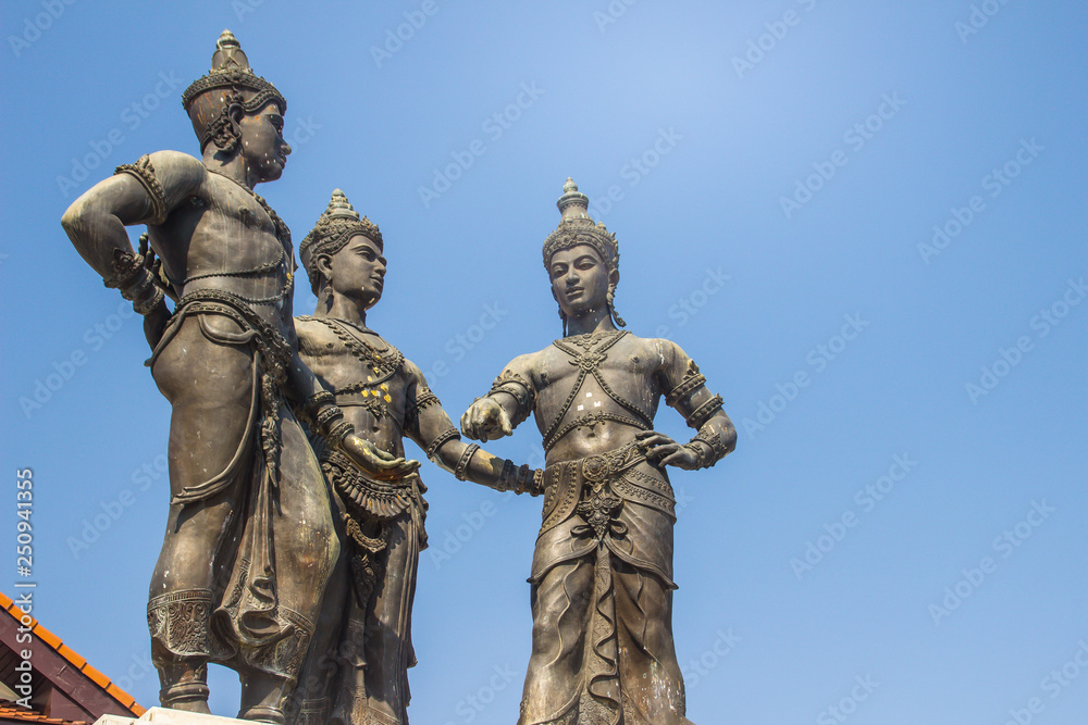 Стоковое фото «Three Kings Monument, the statues of King Mengrai, the ...