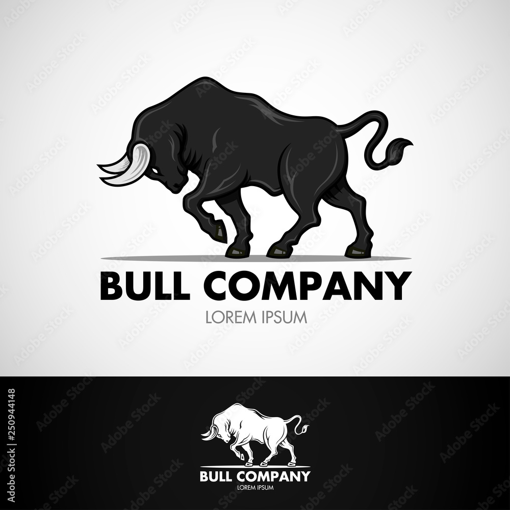 Black Bull Company Logo Design Stock Vector | Adobe Stock