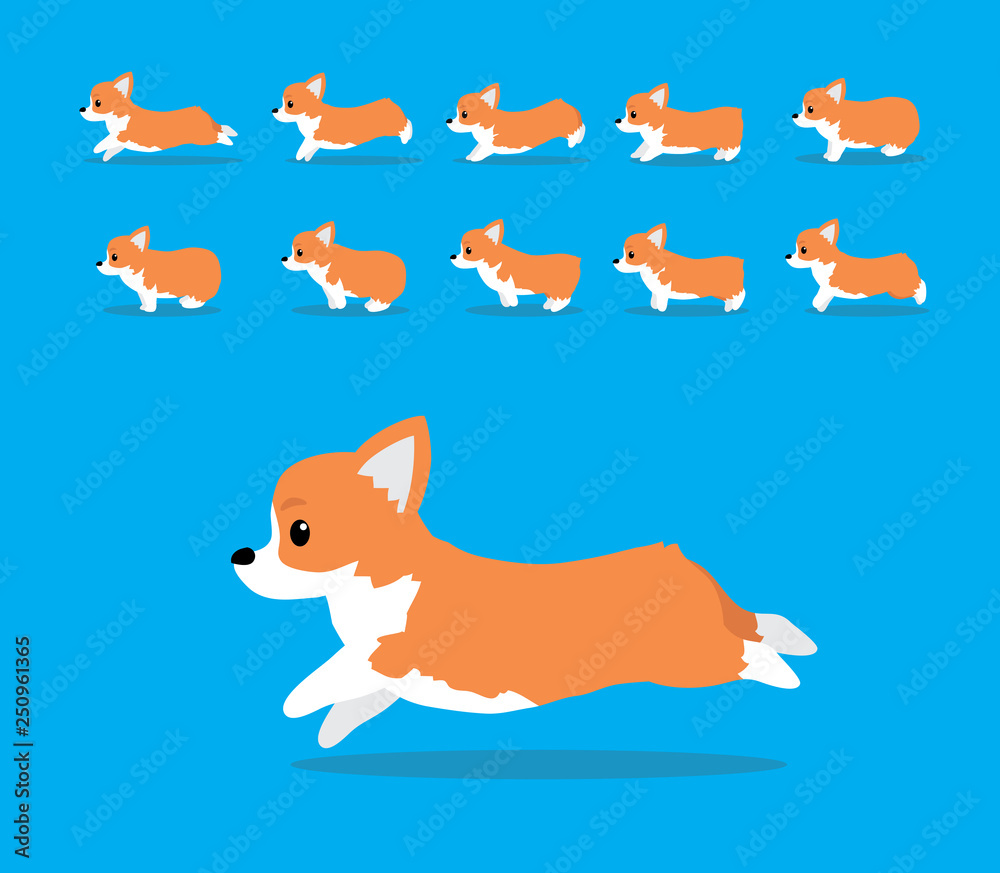 Animal Animation Sequence Dog Pembroke Welsh Corgi Cartoon Vector 素材庫向量 ...