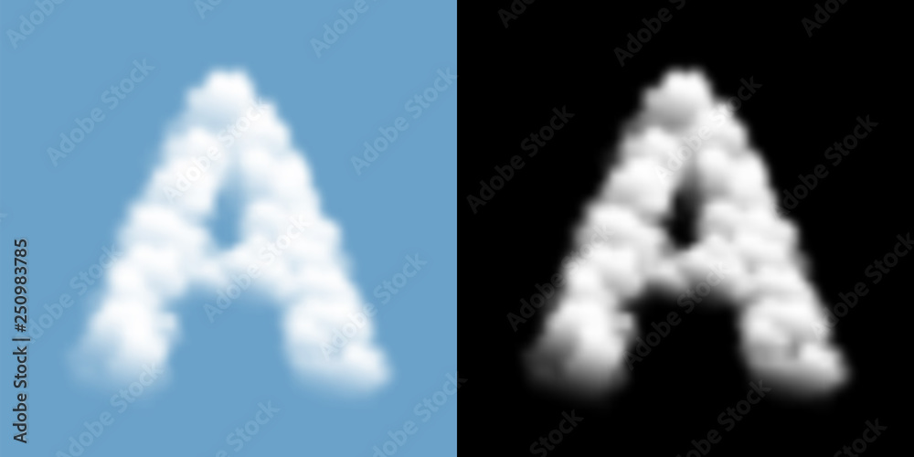 Alphabet uppercase set letter A, Cloud or smoke pattern, illustration ...
