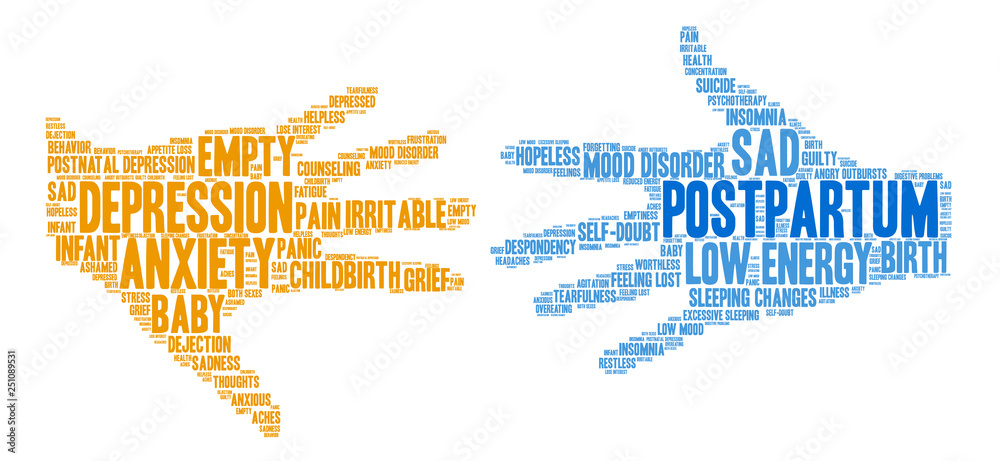 Postpartum Word Cloud Stock Vector | Adobe Stock