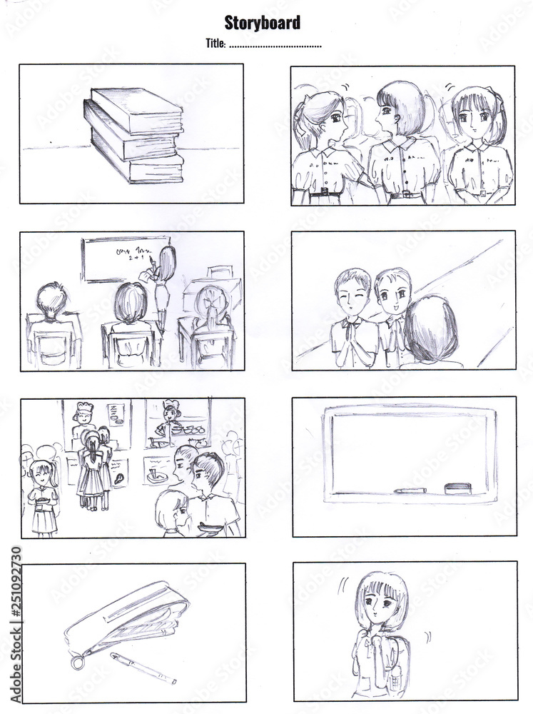 Foto de Stock Drawing storyboard designer development animation comic ...