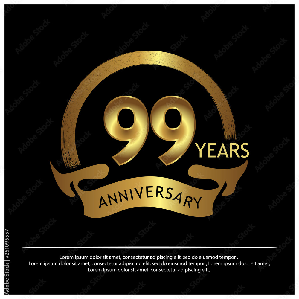 Ninety nine years anniversary golden. anniversary template design for ...