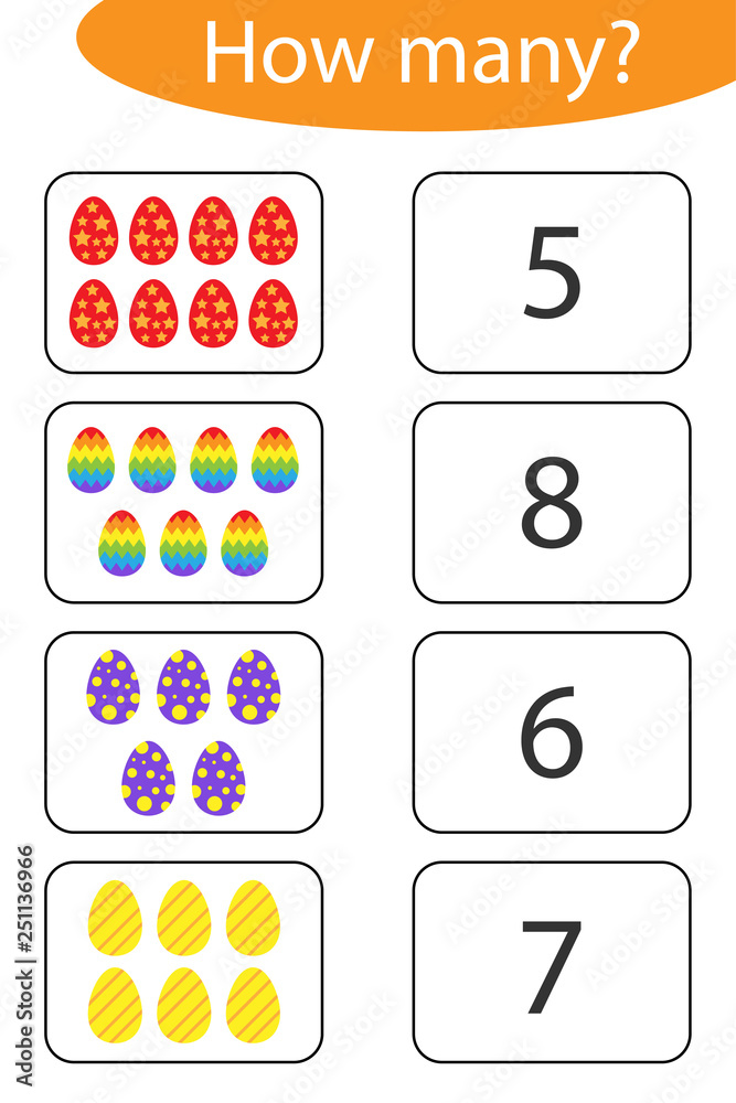 How many counting game with easter eggs for kids, educational maths ...