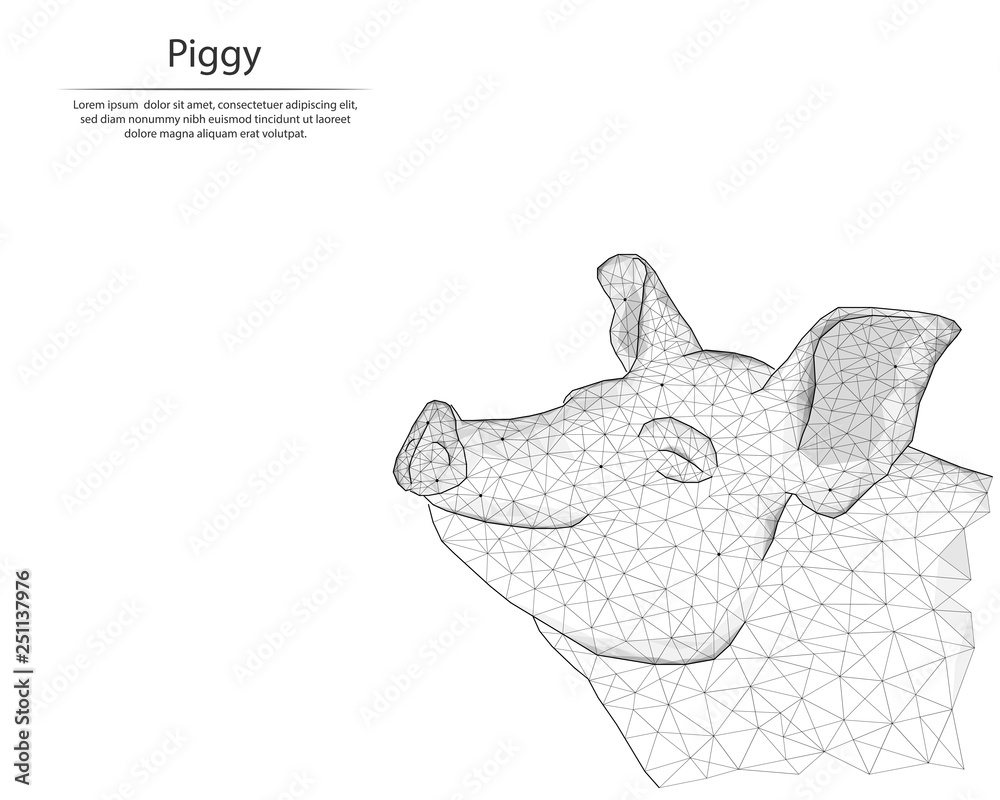 Abstract image Pig in the form of lines and dots, consisting of ...