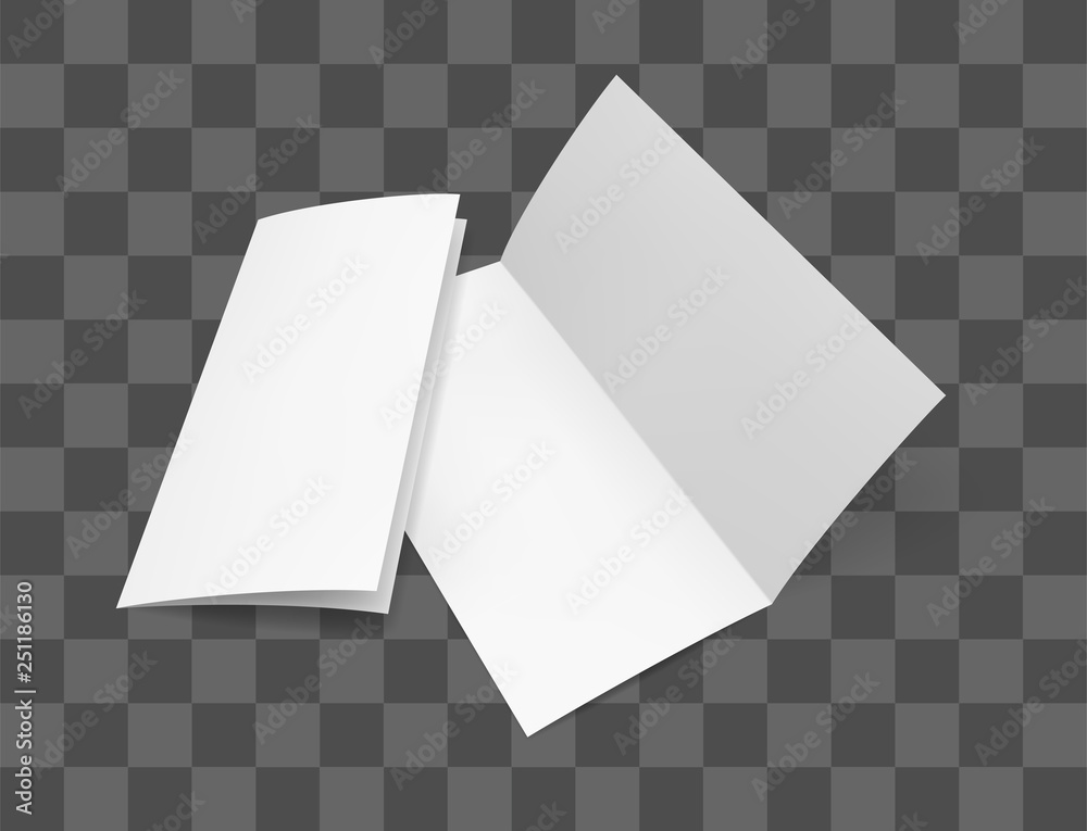 Blank bi fold paper brochure mockup. Flyer design template on ...