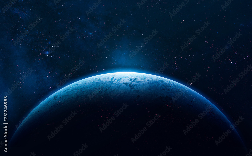Blue planet Earth. Stars and galaxies. Elements of this image furnished ...
