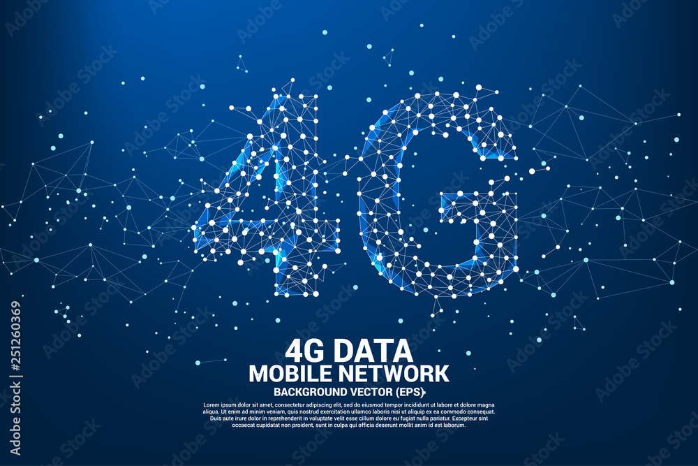 Vector Polygon dot connect line shaped 4G mobile network. Concept for ...