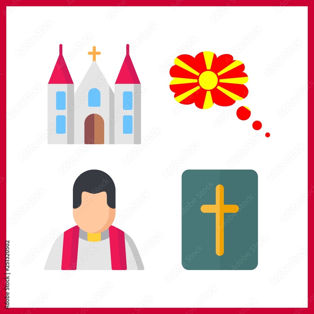 4 holy icon. Vector illustration holy set. church and priest icons for ...