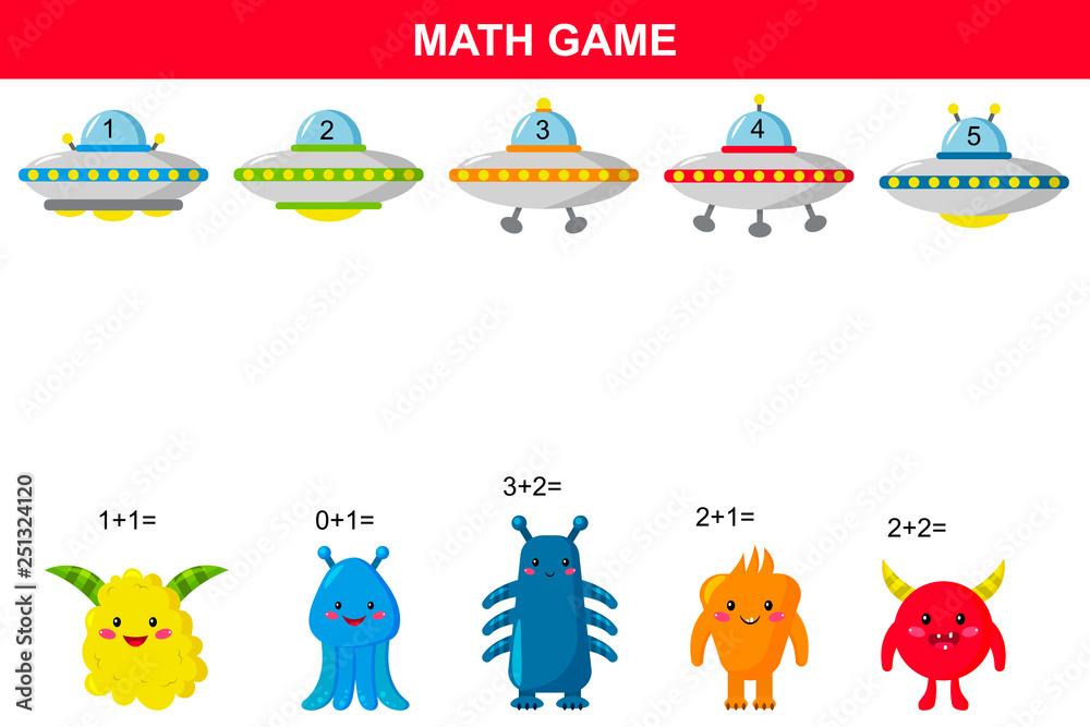 Math educational game for kids. Printable addition activities worksheet ...
