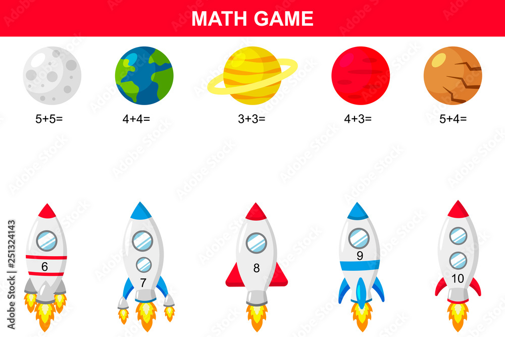 Math educational game for kids. Printable addition activities worksheet ...
