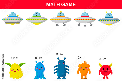 Math educational game for kids. Printable addition activities worksheet ...