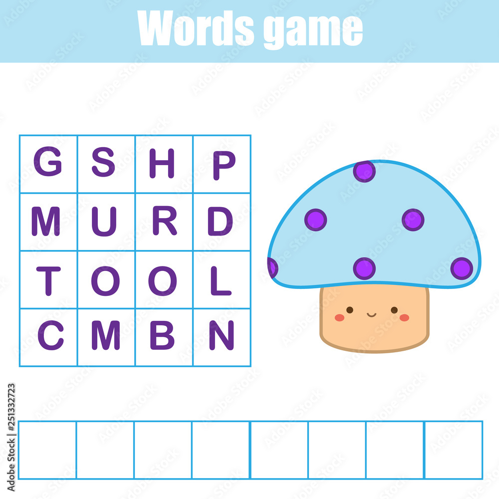 Educational game for children. Word search puzzle kids activity ...