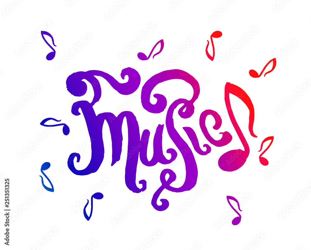 Vector hand drawn illustration of Music lettering hand drown sketch ...