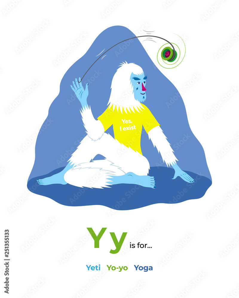 English alphabet Colored cartoon with letter Y for children, with ...
