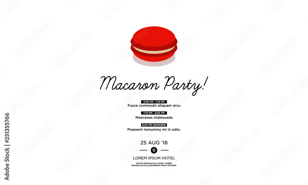 Macaron Party Invitation Design with Where and When Details Stock ...
