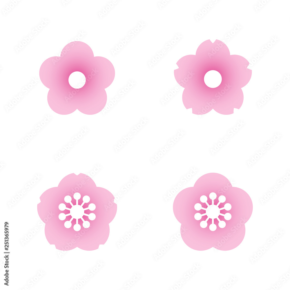 Sakura flowers icon set , cherry blossom vector illustration Stock ...