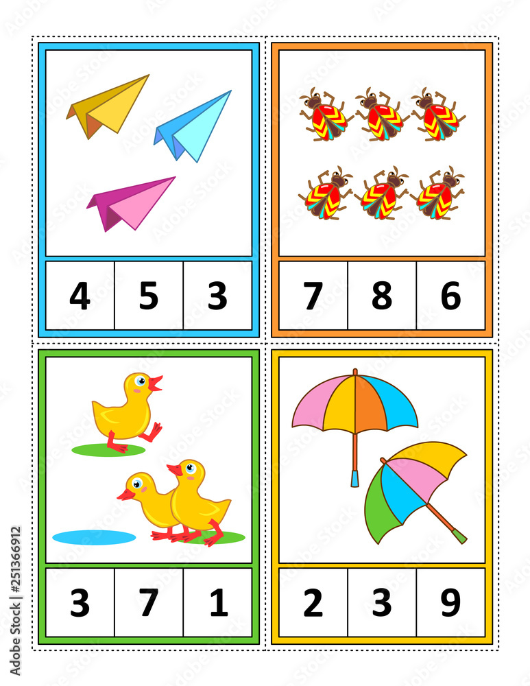 Spring season themed counting 1 to 10 practice for kids worksheet or ...