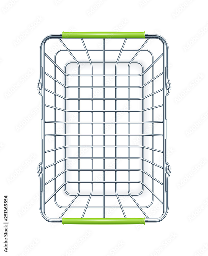 Shopping basket for supermarket products. Shop equipment. Realistic ...