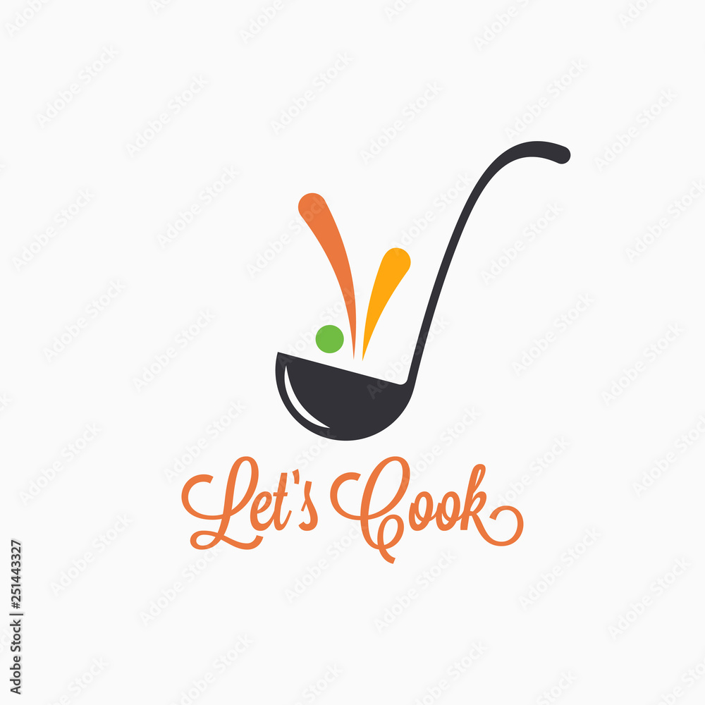 Soup ladle with food splash concept. Cooking spoon Stock Vector | Adobe ...