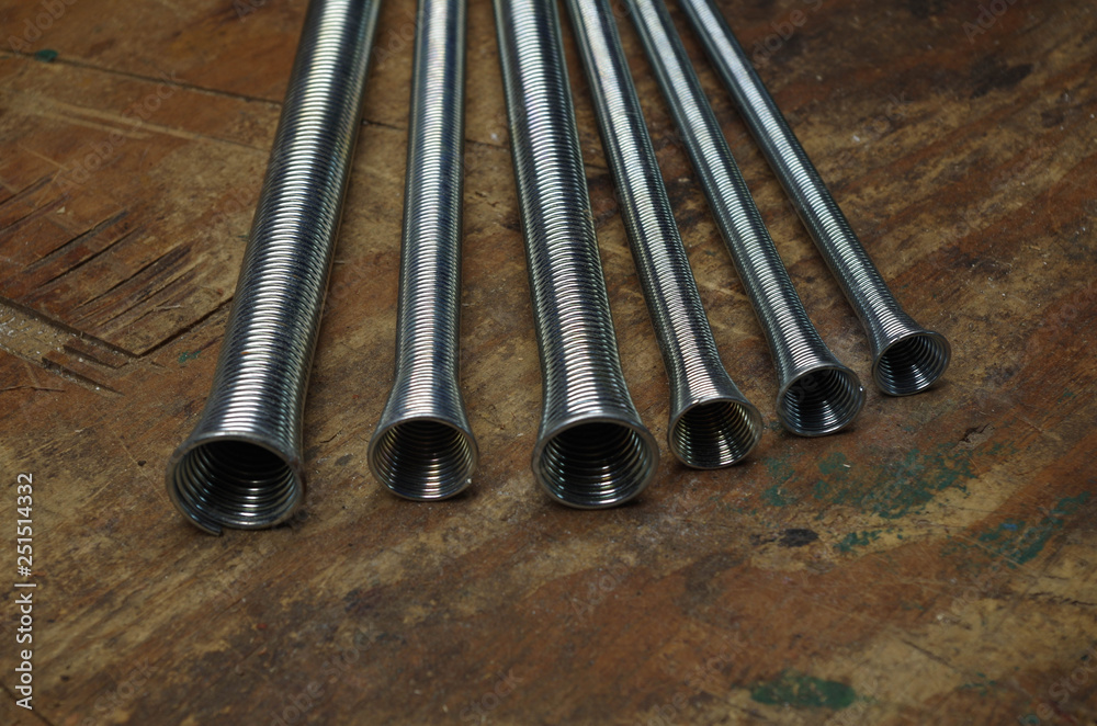 Set of external pipe bending springs for hand bending soft copper and ...
