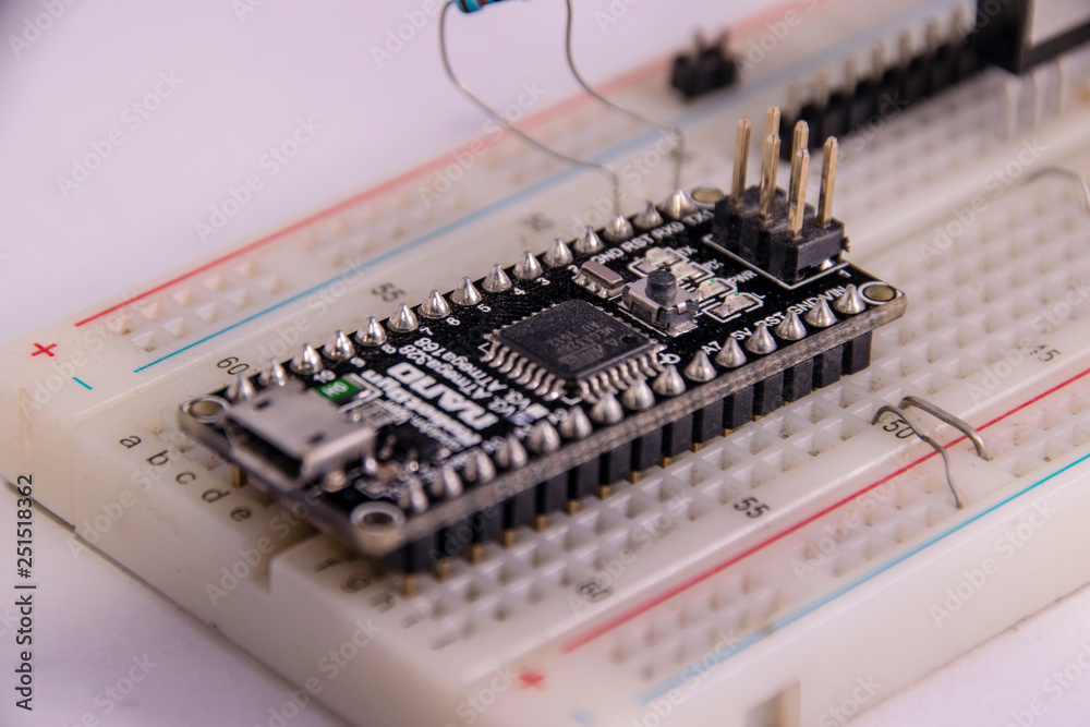 breadboard arduino nano prototyping board transistors resistors Stock ...