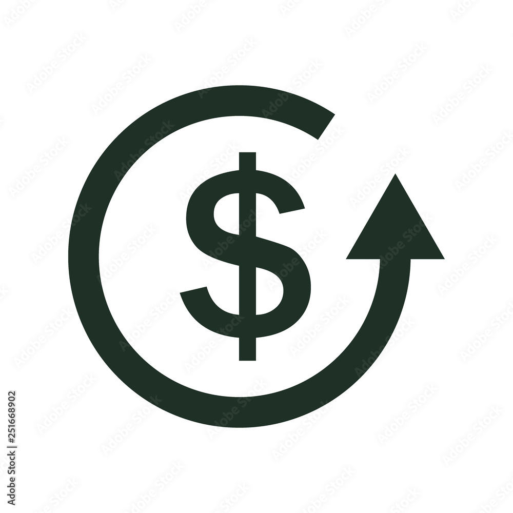 dollar rate increase icon. Money symbol with stretching arrow up. rising prices. Business cost ...
