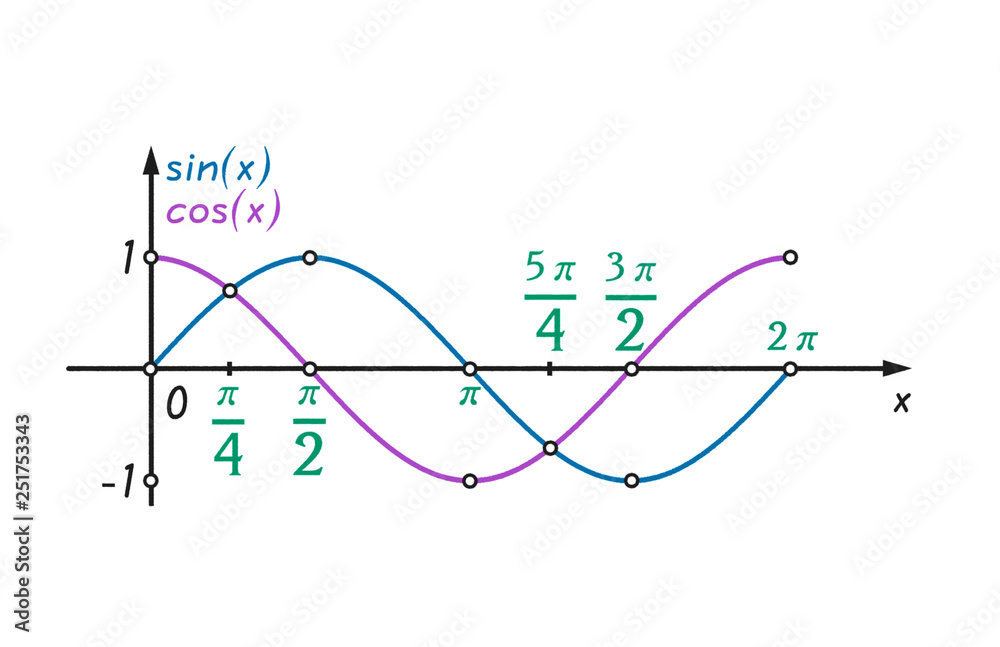 Sine and cosine Stock Illustration | Adobe Stock
