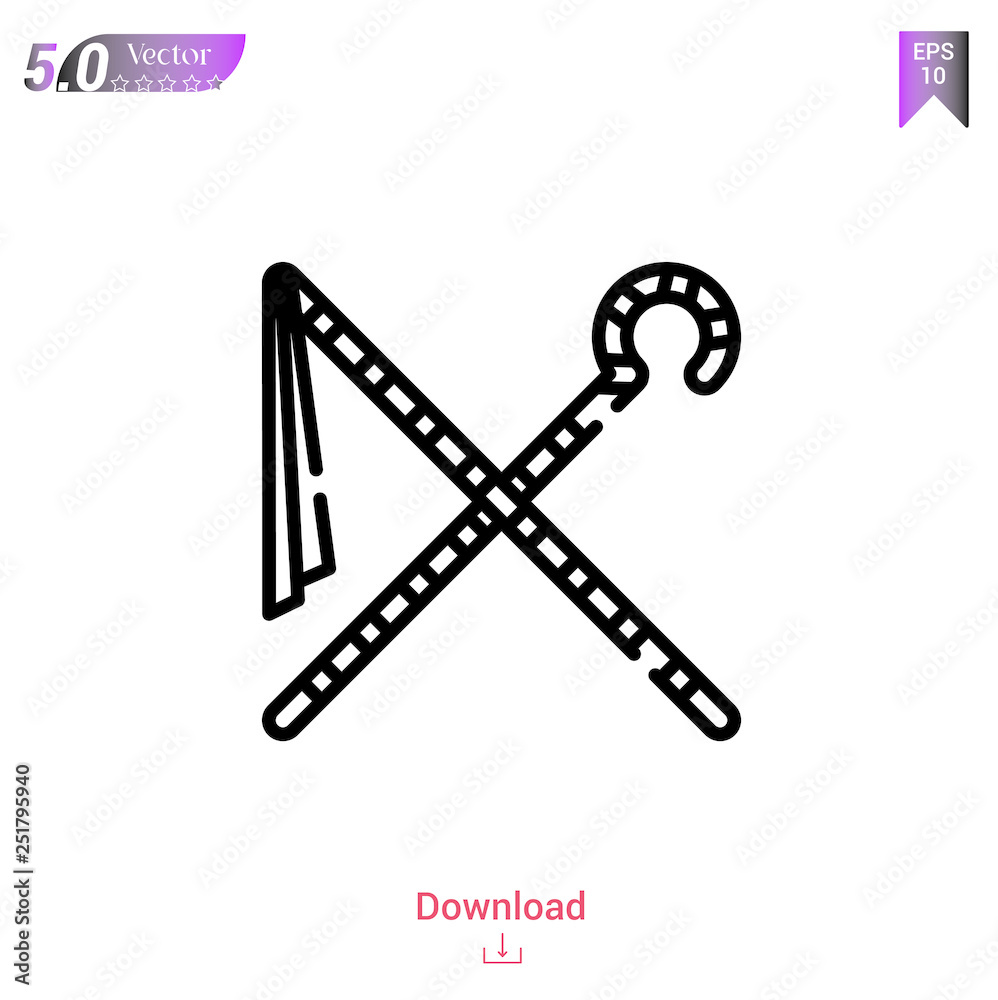 Outline crook icon isolated on white background. Line pictogram ...