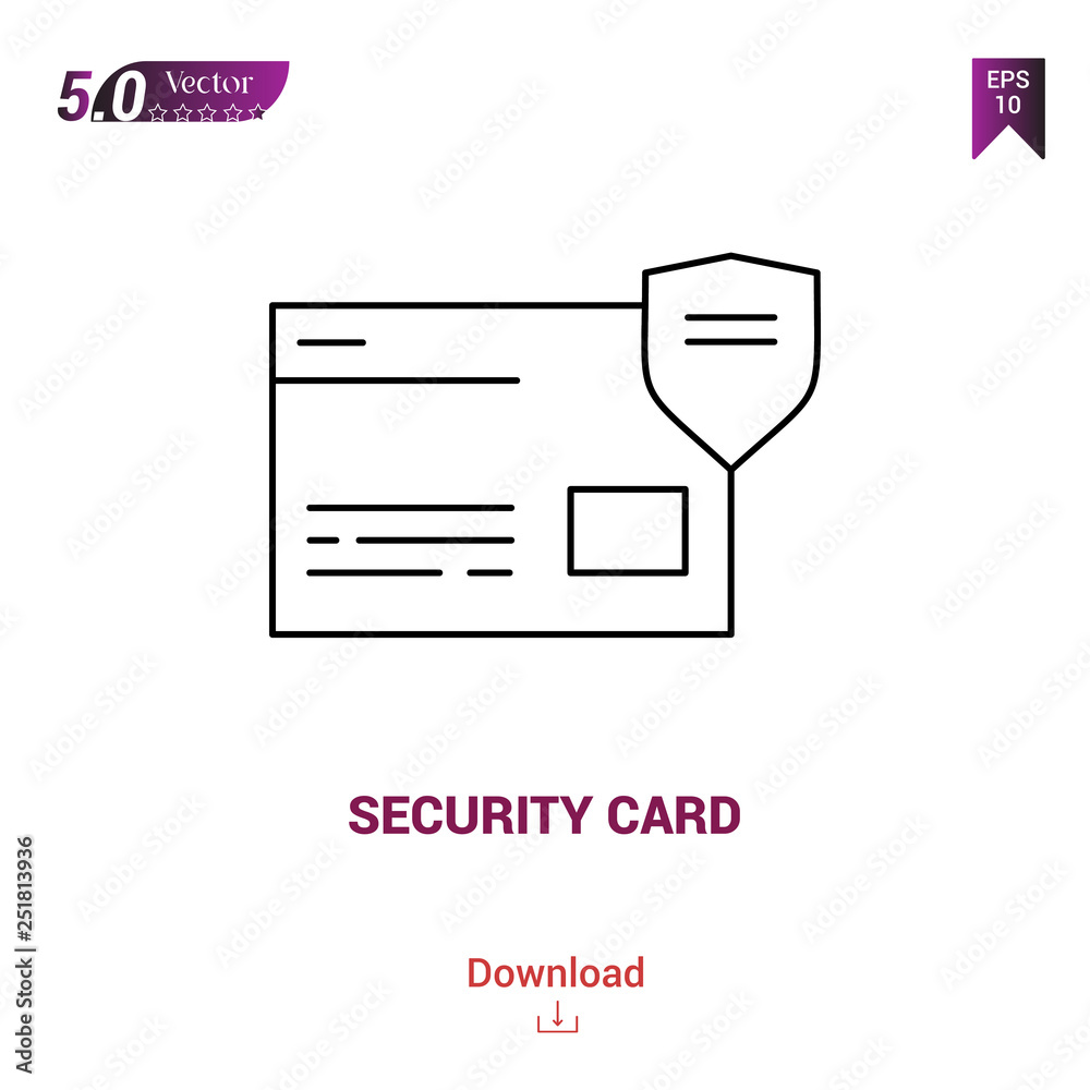 Outline SECURITY CARD icon isolated on white background. Line pictogram ...