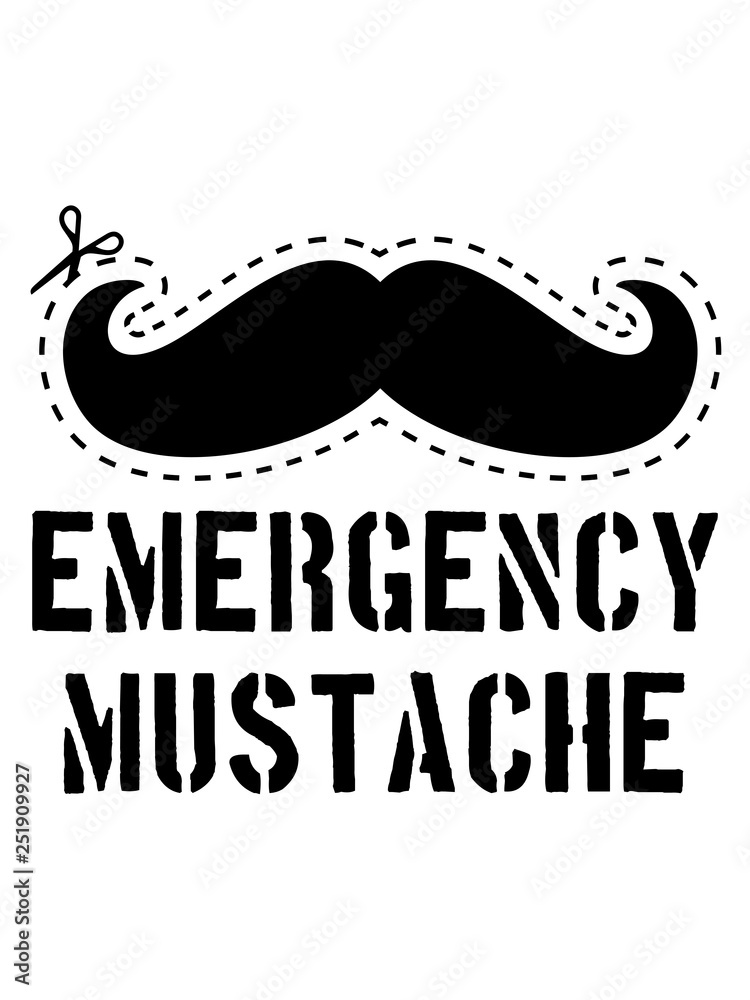 Emergency Mustache schere ausschneiden notfall gestrichelte linie ...