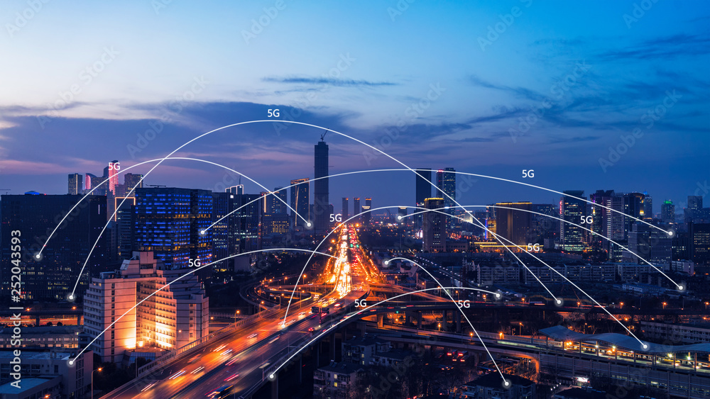 5G network wireless systems and internet of things with modern city ...