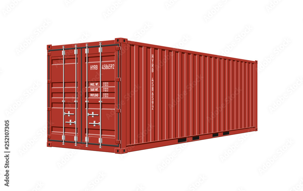 Red Shipping Cargo Container for Logistics and Transportation on White ...