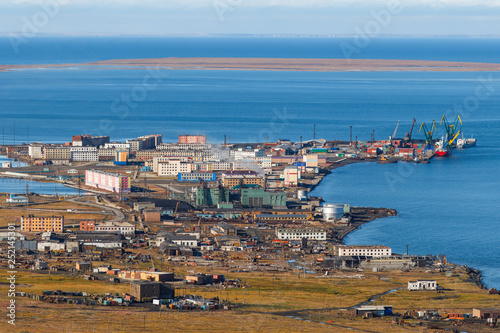 Pevek is the northernmost city in Russia. Summer view of the town ...
