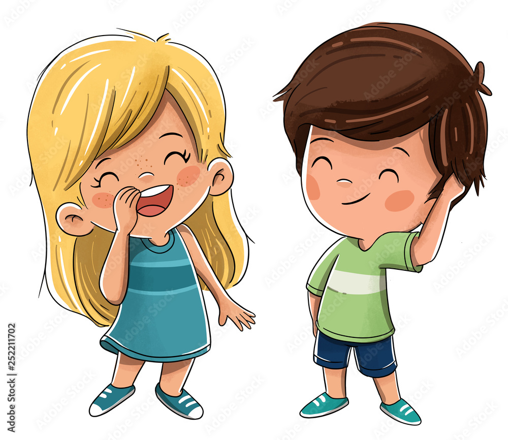 Ilustración de Stock Niños amigos sonriendo felices | Adobe Stock