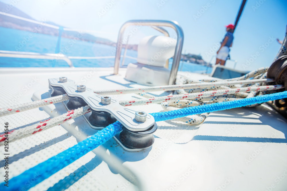 Closeup Ropes Organiser in a Sailing Boat Stock Photo | Adobe Stock