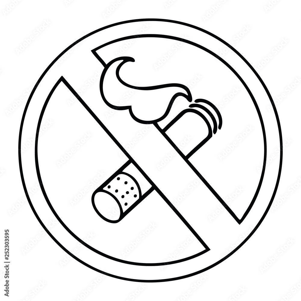 line drawing cartoon no smoking allowed sign Stock Vector | Adobe Stock