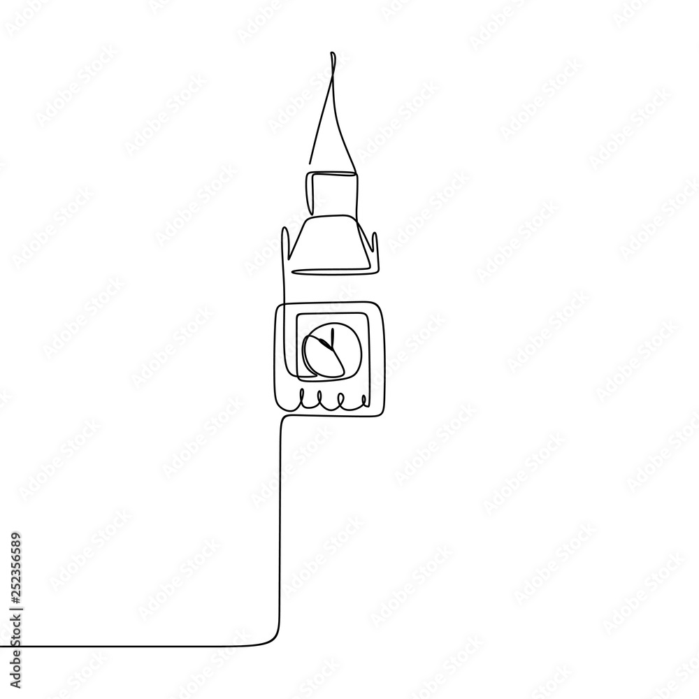 London big ben continuous single one line drawing vector illustration ...