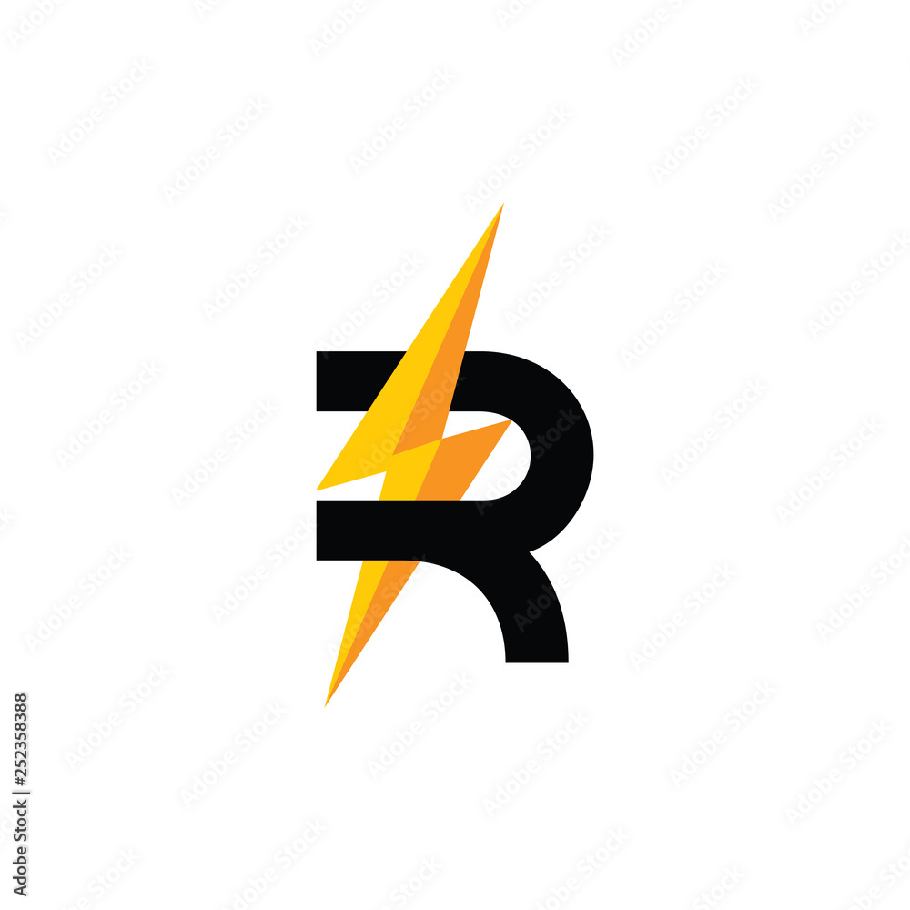 letter r thunder bolt logo vector Stock Vector | Adobe Stock