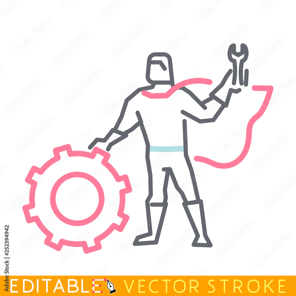 Setup wizard icon. White background. Easy changing vector with editable ...