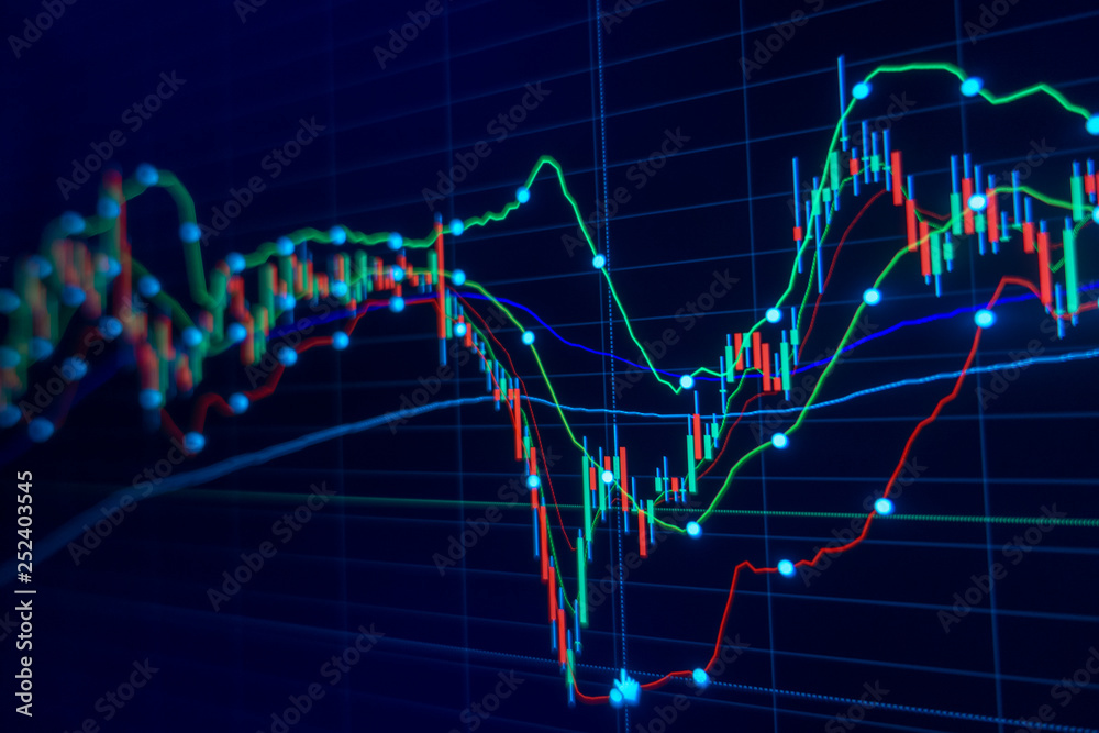 Stock market trading graph and candlestick chart for financial ...