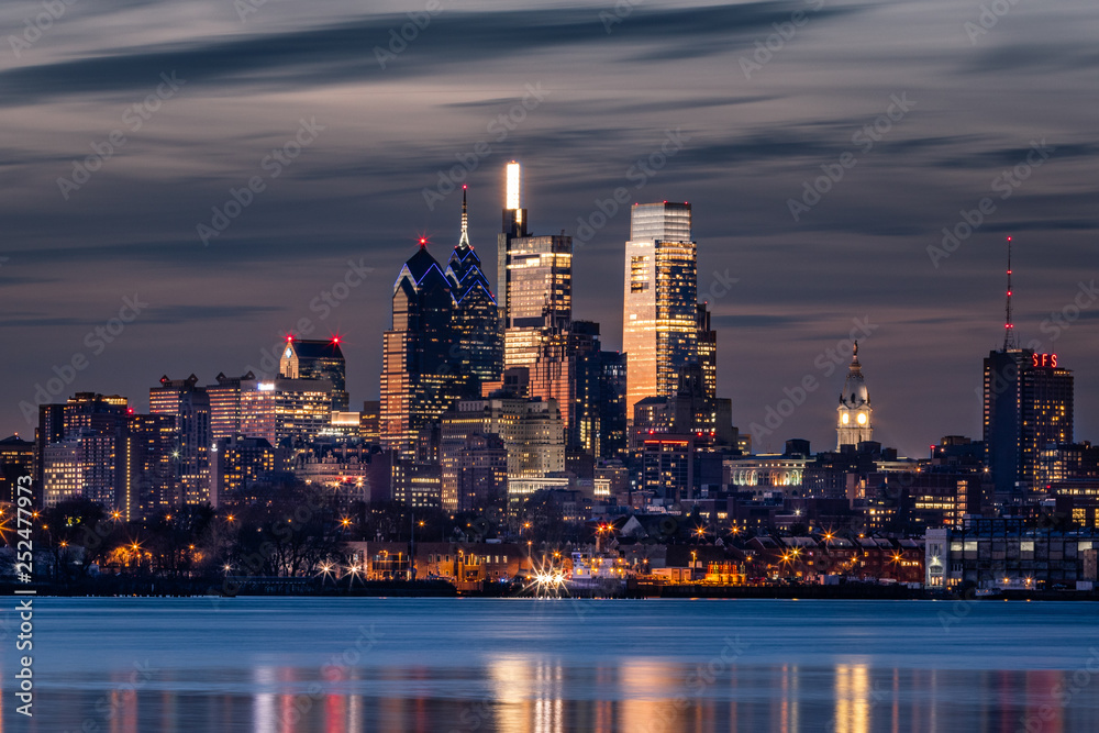 Philadelphia skyline at night Stock Photo | Adobe Stock