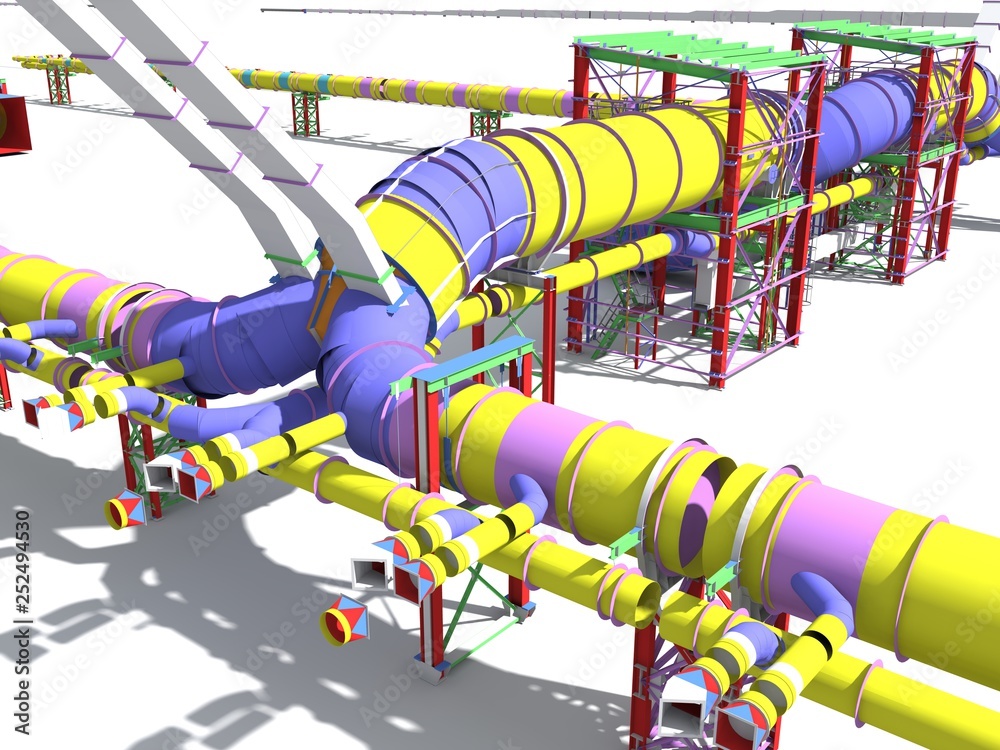 Building Information Model of metal structures of the gas pipeline. 3D ...