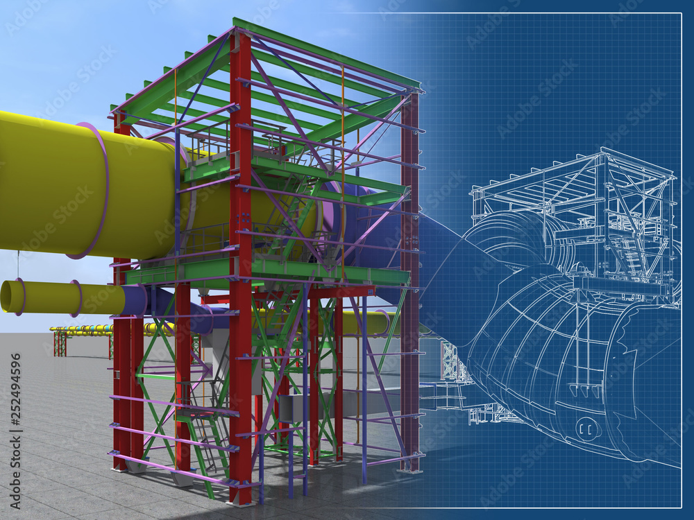 Building Information Model of metal structures of the gas pipeline. 3D ...