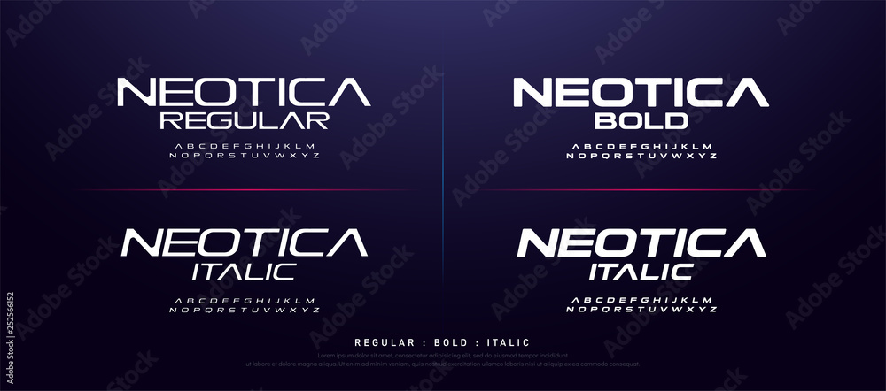 technology modern alphabet fonts. typography regular, bold and italic font uppercase techno ...